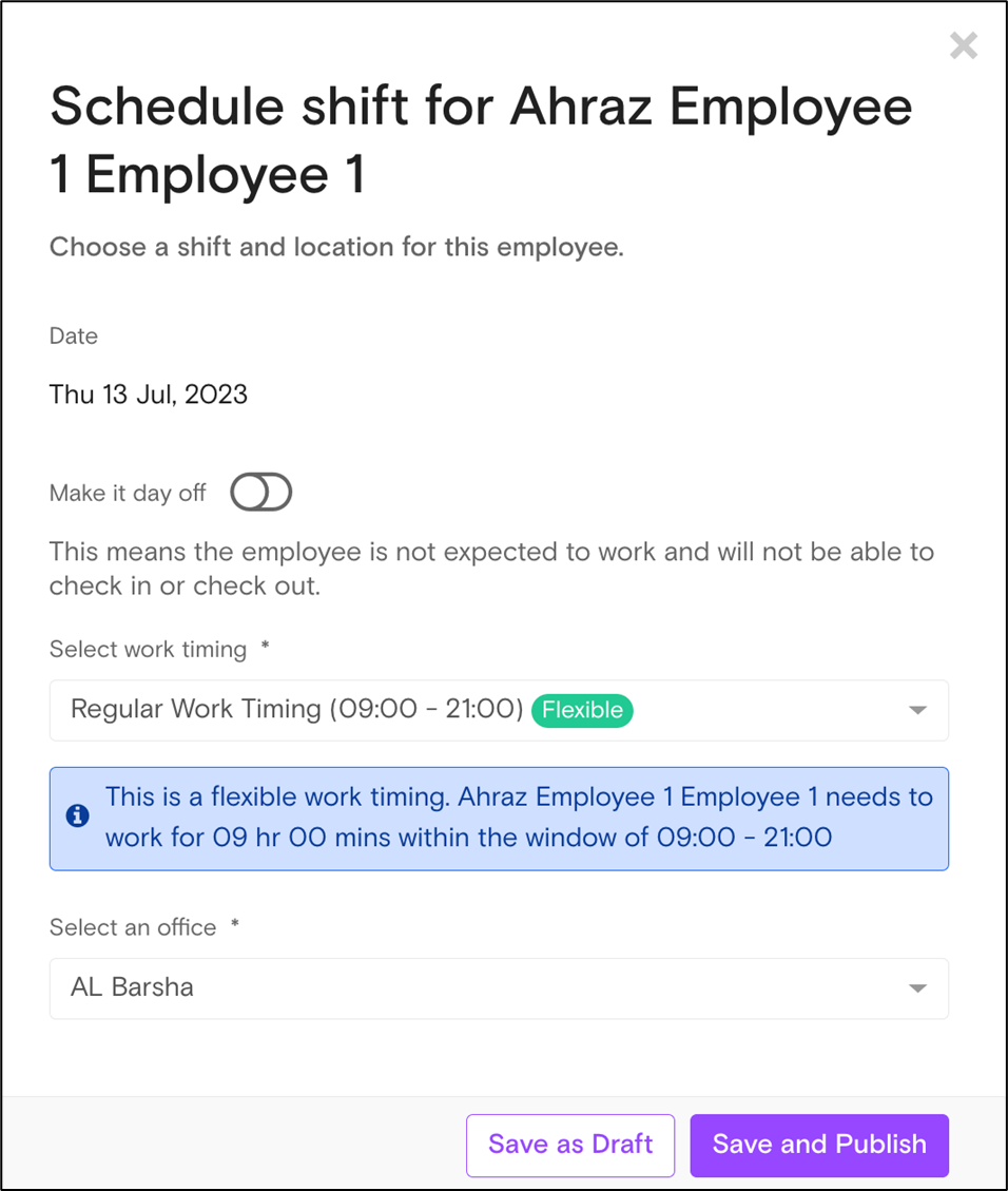 Setting up Flexible work timing – English