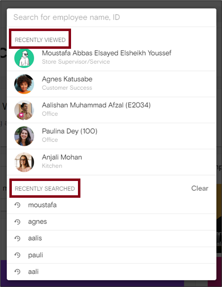 How to search and view employee records using the global search bar ...