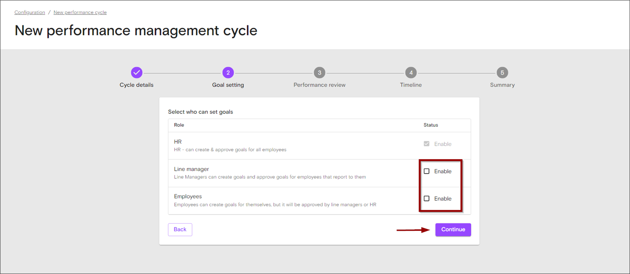 How to Set up a Goal-based review cycle – English