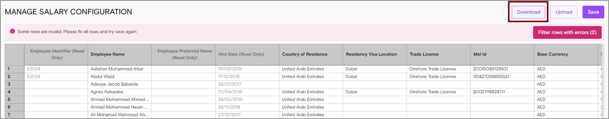 How to mass upload or edit salary configurations and variable pay? – English