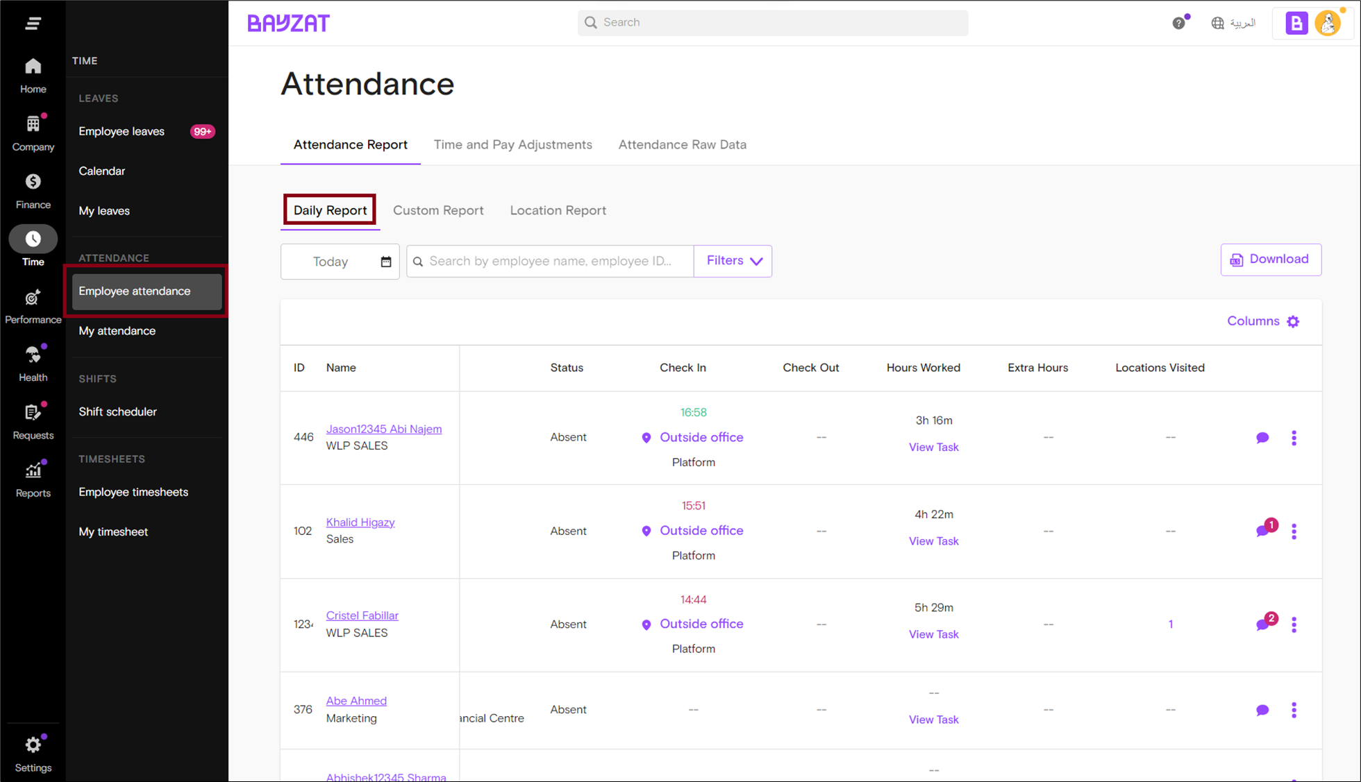 How to view and download attendance reports – English