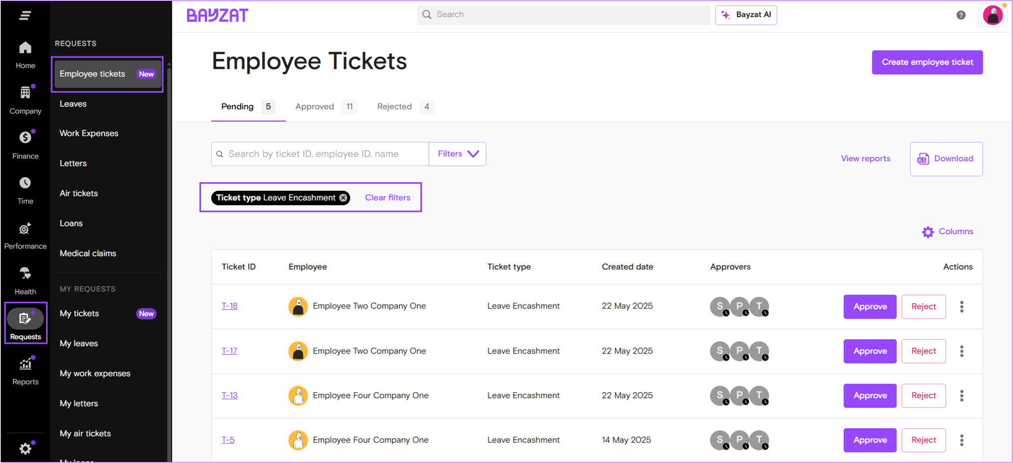 Manage Leave encashment tickets – English