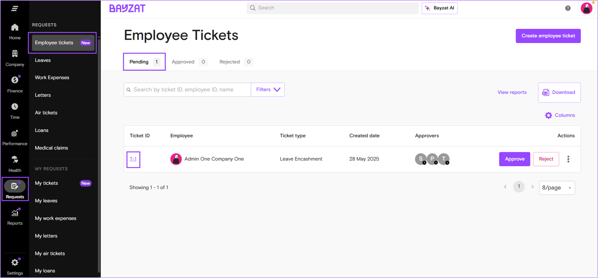 Manage Leave encashment tickets – English